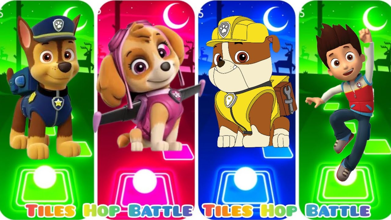 PAW Patrol - Chase 🆚 Rubble 🆚 Skye 🆚 Ryder 🎶 Tiles Hop EDM Rush - YouTube