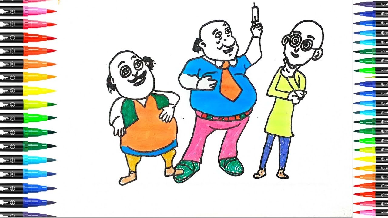 Motu Patlu and Dr Jhatka Drawing || How to Drawing Motu Patlu and Dr ...