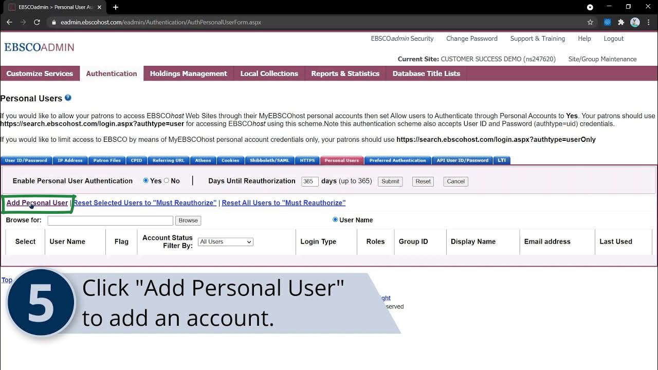 How to Create Personal User Accounts in EBSCOadmin - Tutorial - YouTube