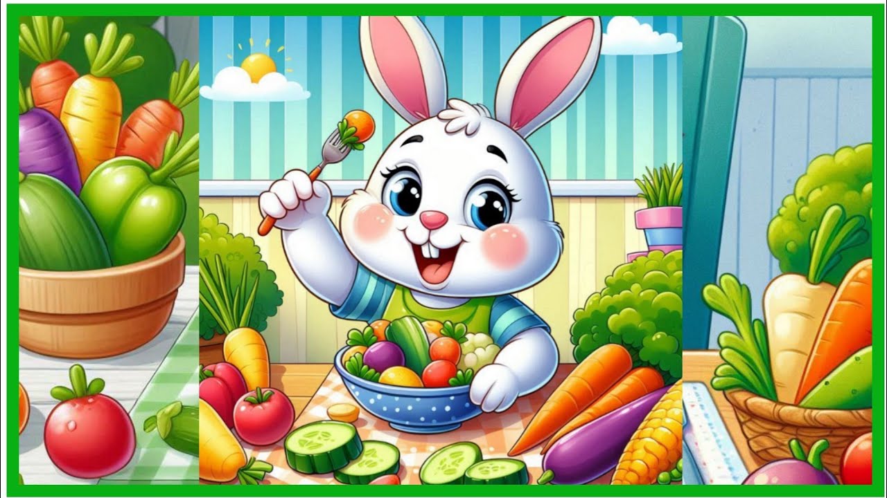 El Conejito Feliz come sus Vegetales, frutas y verduras - Canción ...