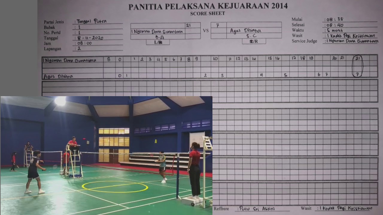 CARA PENGISIAN SCORE SHEET DAN PERWASITAN BULUTANGKIS - YouTube