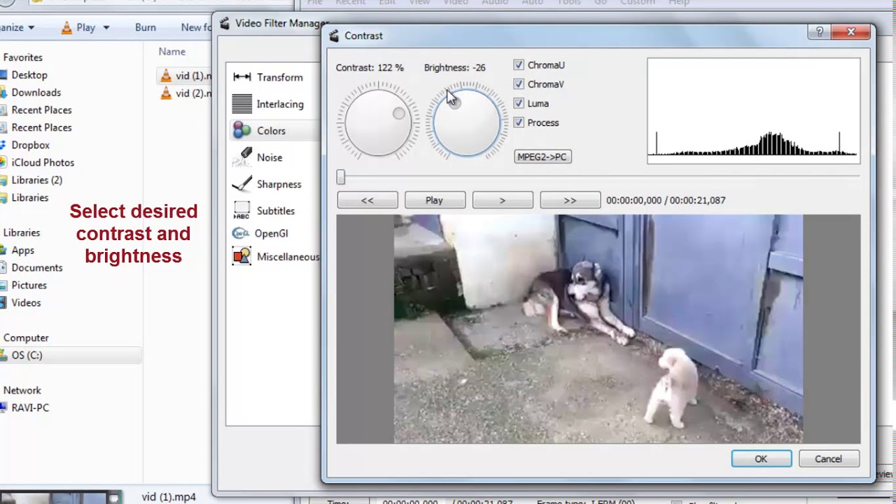Change contrast or brightness of video permanently - YouTube