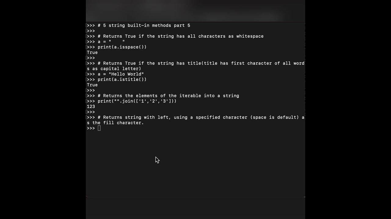 Python 5 Builtin String Methods Part 5 Shots Python