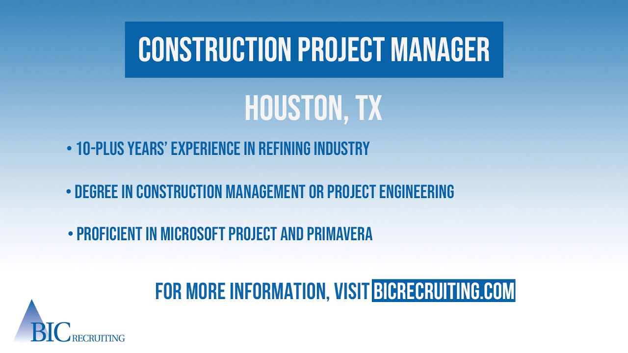 Construction Project Manager - Houston, TX 3.6.20 - YouTube