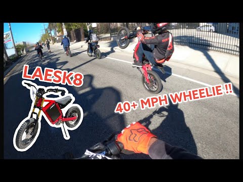 Huge LAESK8 DTLA Ride on a ESTRAPZ 5000w 72v CS20 Electric Bike ...