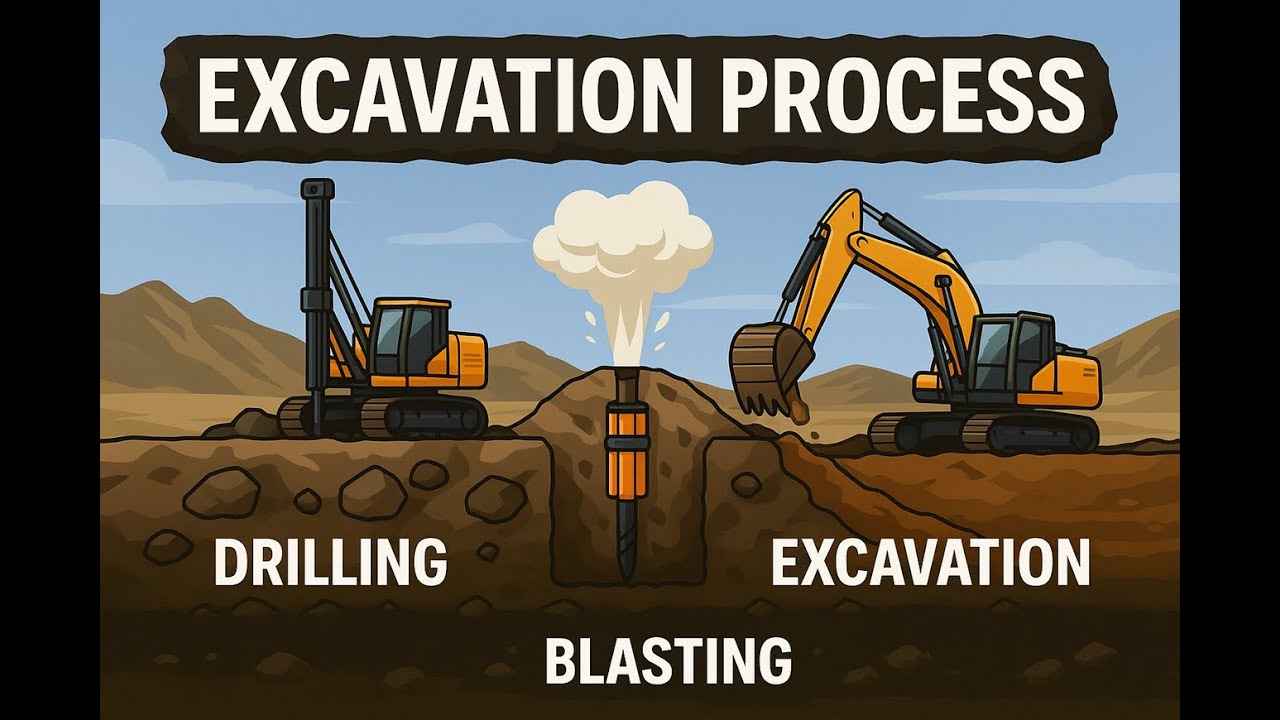 Excavation Process | Drilling, Blasting & Excavation - YouTube