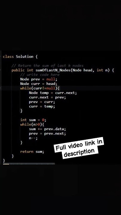 Sum Of Last N Nodes Of Linked List Gfg Potd 23 10 2024 Gfg Potd Today Problem Of The Day