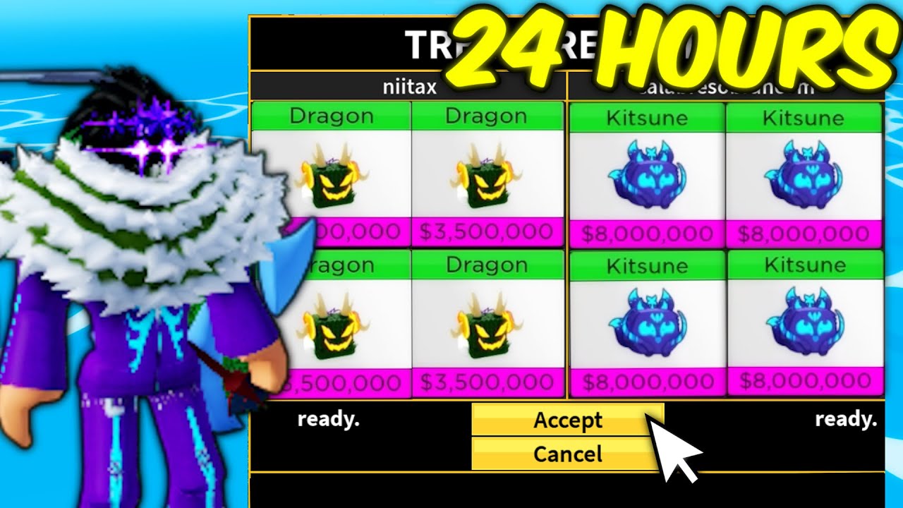 Trading Fruits in Blox Fruits For 24 HOURS! (W TRADES) - YouTube