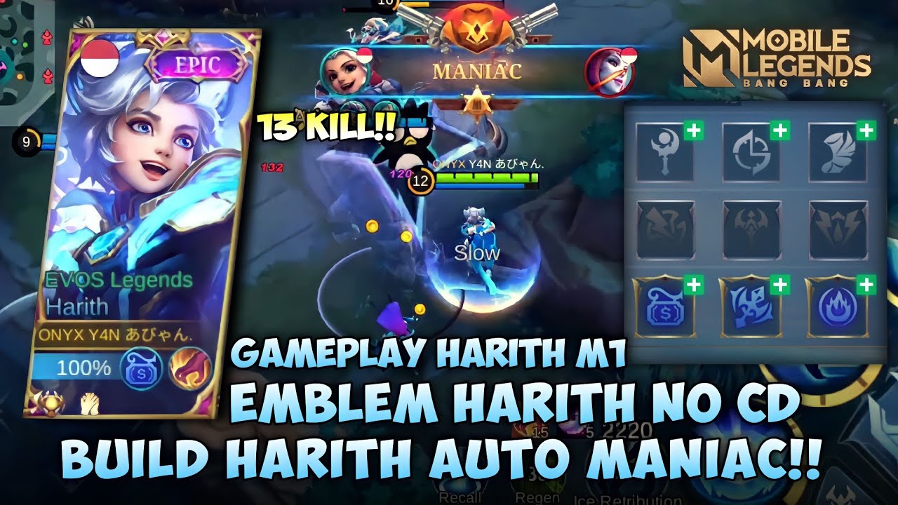 REVIEW SKIN HARITH M1| GAMEPLAY HARITH EVOS M1| BUILD HARITH AUTO ...