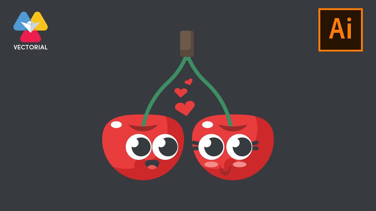 Cherries character tutorial in Adobe Illustrator - YouTube