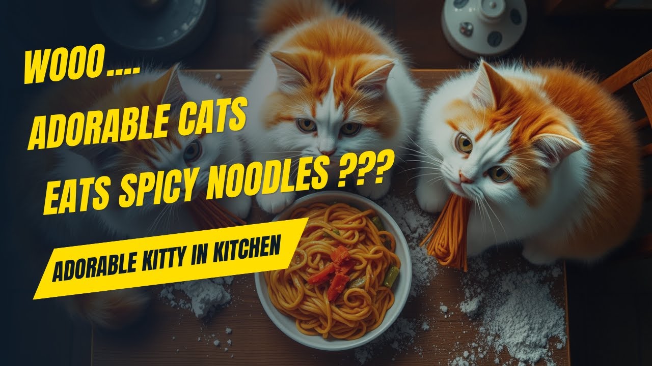 😹 Chef Kitty Cooks & Eats Spicy Noodles – Too Cute to Handle! - YouTube