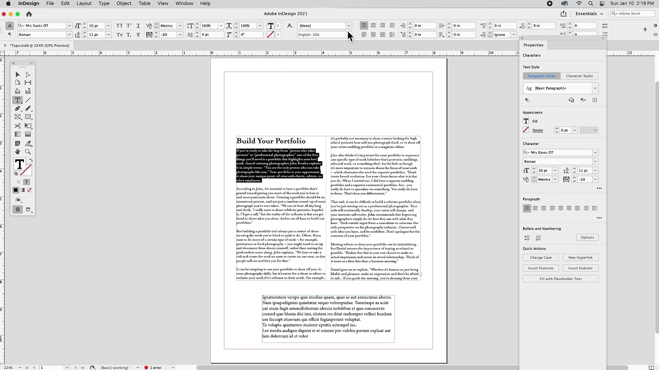 Intro to InDesign: Type in InDesign - YouTube