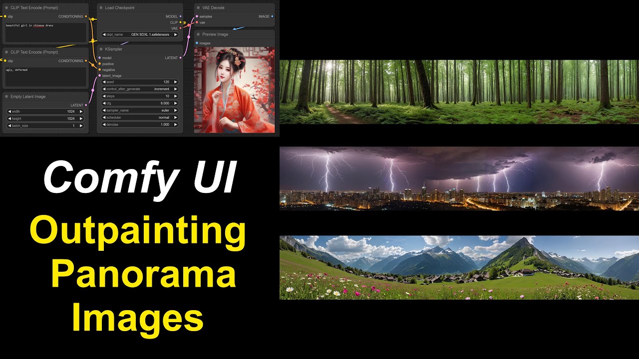 Comfyui 24 Outpainting, Panorama Images (free workflows download ...