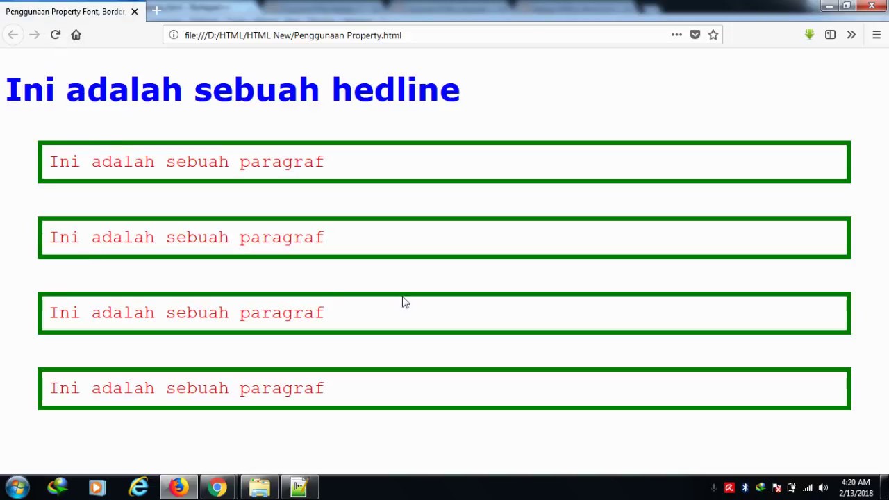 Belajar HTML Part 10: Penggunaan CSS Font, Border, Padding, dan Margin dalam Halaman HTML - YouTube