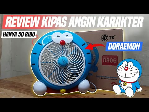 REVIEW KIPAS ANGIN KARAKTER DORAEMON, CUMA 50 RIBU, MANTAP - YouTube