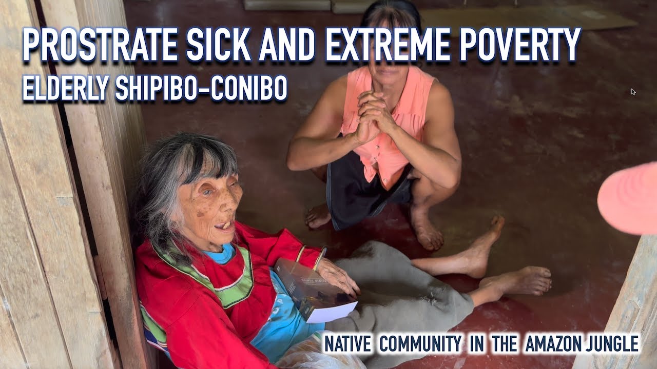 Sick, bedridden, indigenous elderly woman in extreme poverty in the ...