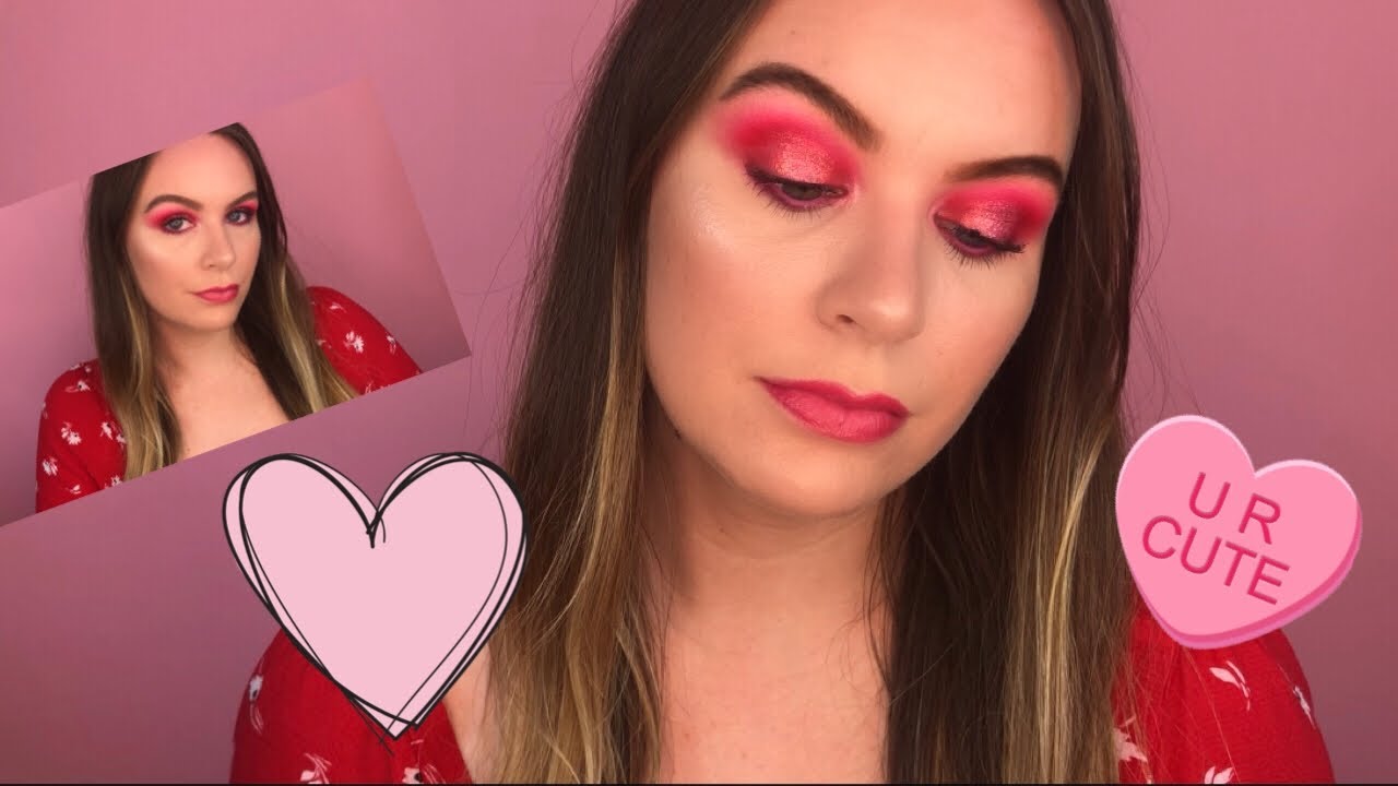 PINK Valentines Day Makeup Tutorial - YouTube