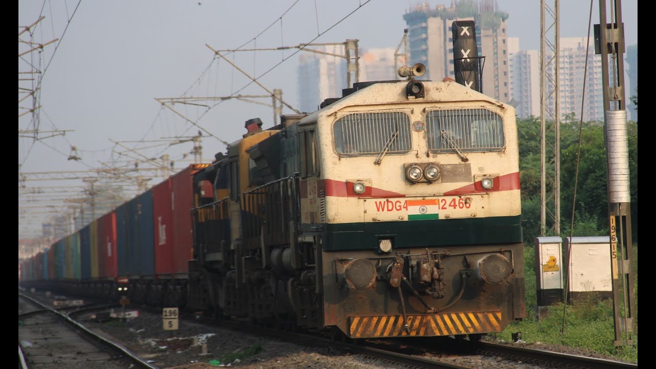 WDG4 + WDG4D hauling Container CONCOR Freight Wagons at Hadapsar Outer ...