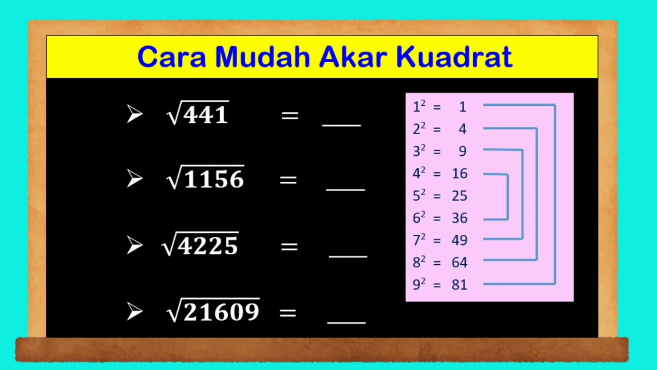 Cara Cepat dan Mudah Menentukan Akar Kuadrat - YouTube