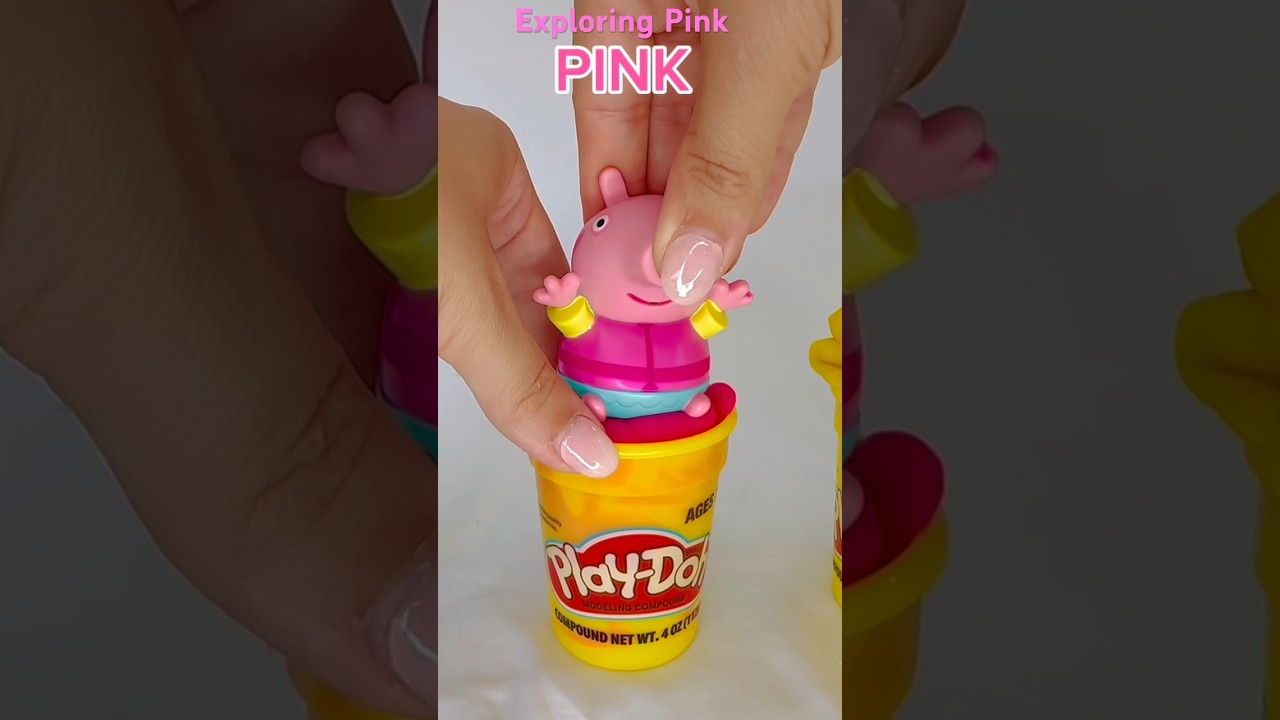 Exploring Pink with Peppa pig and pink play dough - YouTube