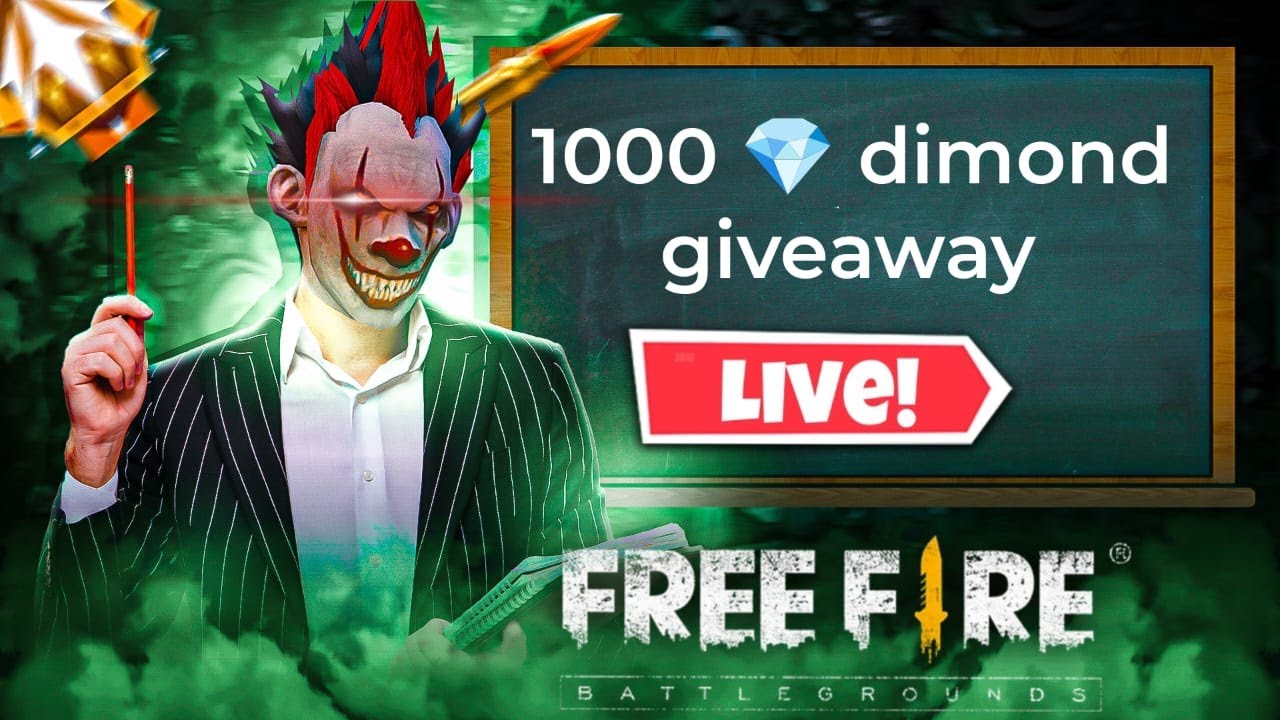 FREE FIRE 1000 DIMOND GIVWAY | FF LIVE #freefire #live #freefirelive ...