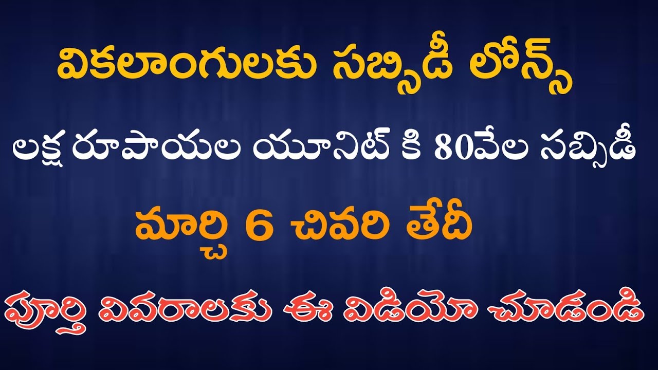 Ts Subsidy loans || Physical handicapped loans - YouTube