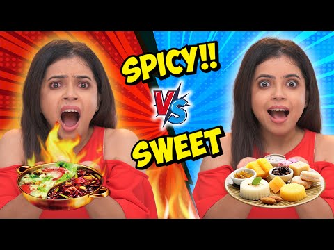 24 HOURS 🍭 SWEET VS SPICY 🌶 FOOD CHALLENGE 😱 | Ramen, MOMO, Mochi, Sandwich | Wonder Munna Unplugged