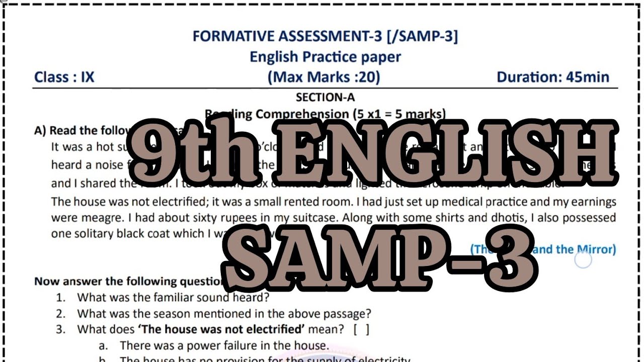 9th 💯ENGLISH SELF ASSESSMENT-3 Question Paper📜 (Model Paper)| 💯9th ...