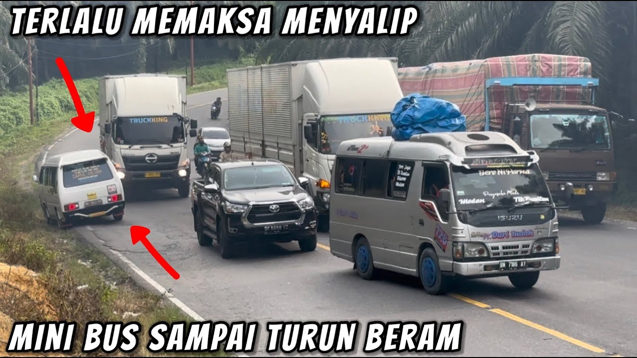 Bus Mini Sampai Turun Beram Truk Memaksa Menyalip Di Tanjakan - YouTube