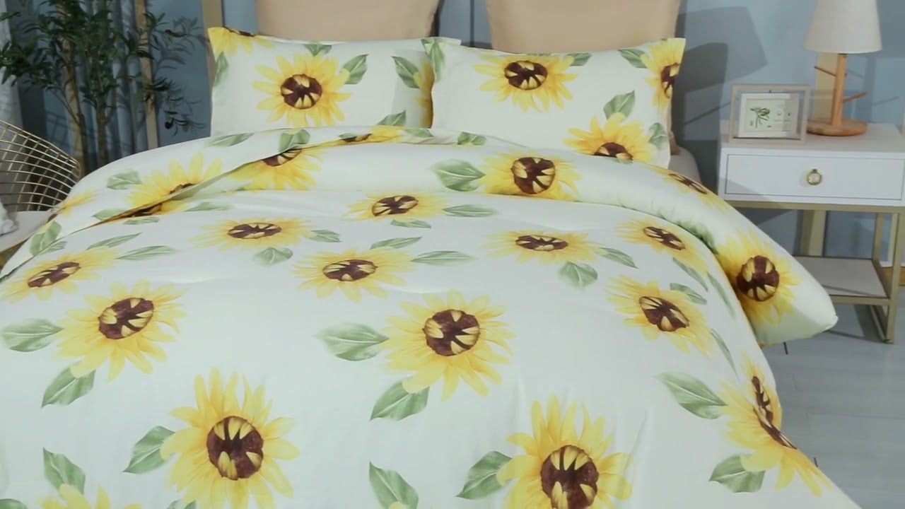 Mia Sunflower Cotton Comforter Set (nonreversible) - YouTube
