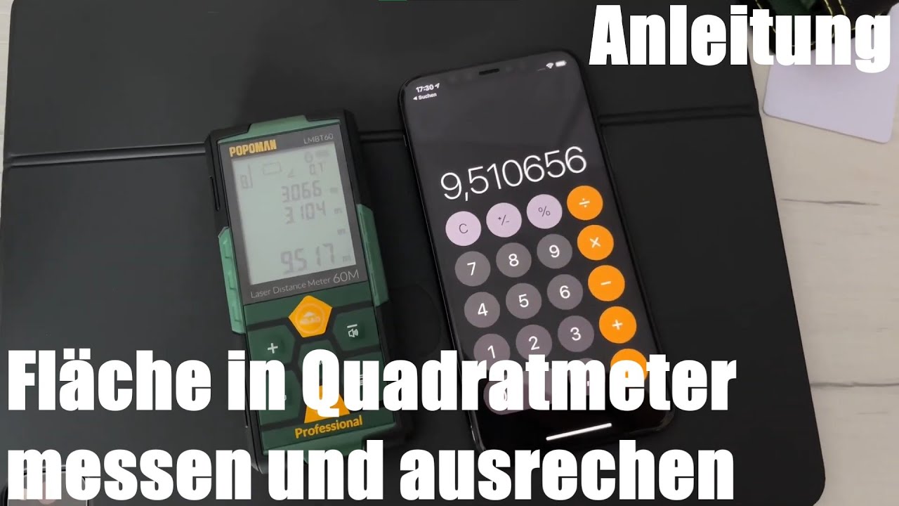 Fläche in Quadratmeter (m2) messen und ausrechen, manuell (rechnen) und ...