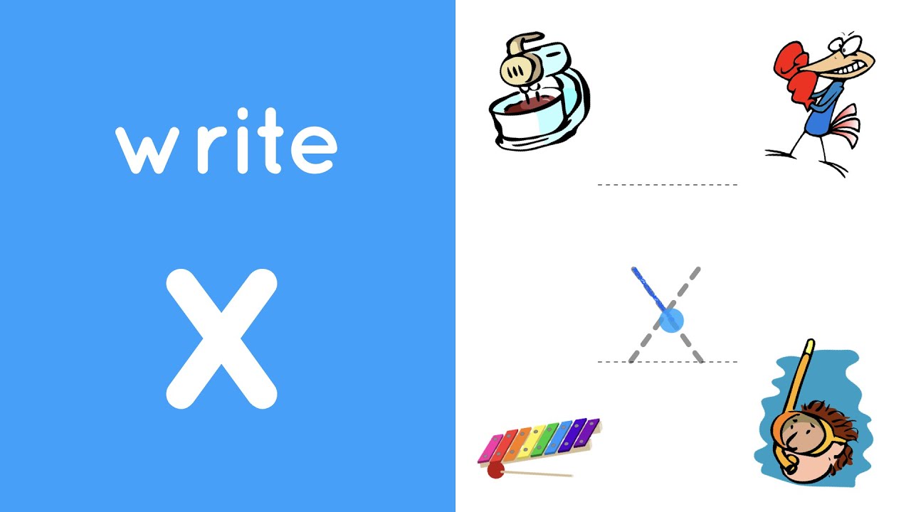 Letter X | Write lowercase letter X | Phonics alphabet writing lesson ...