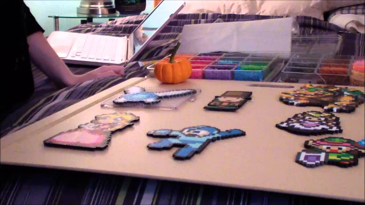 Making videogame characters with perler beads! - YouTube