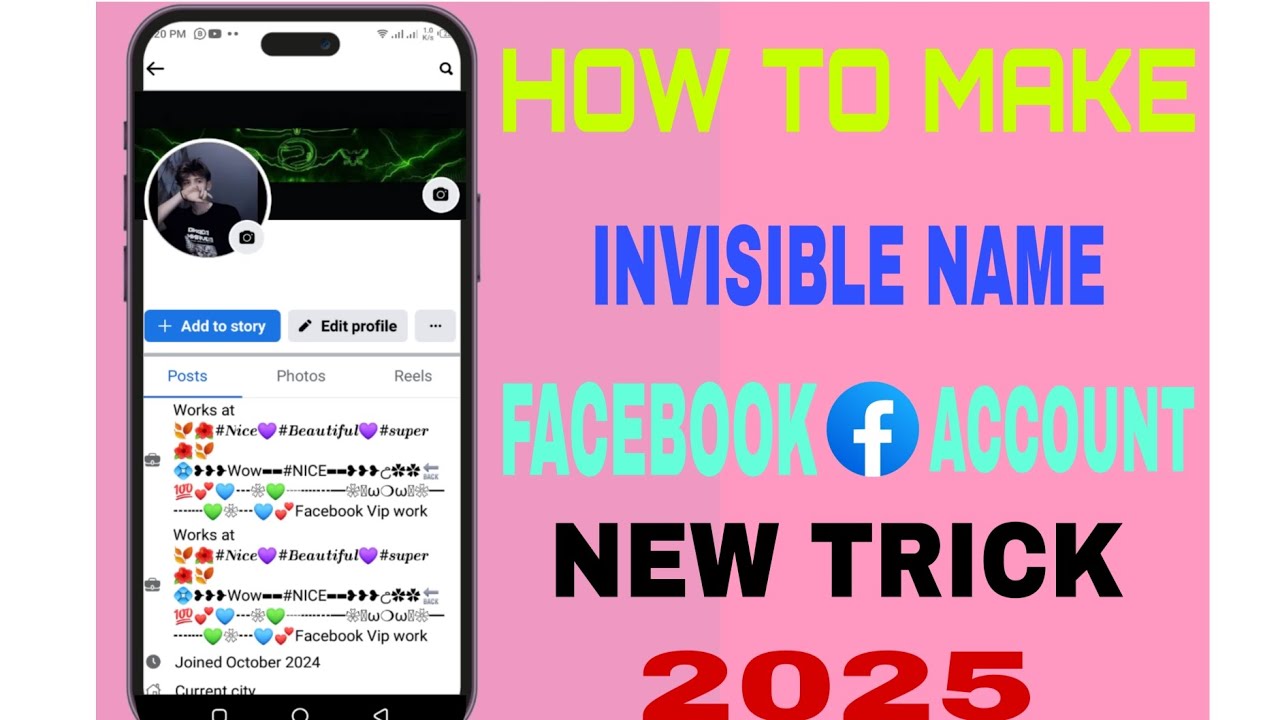 How To Make invisible Name Facebook account Without update Name Accept ...