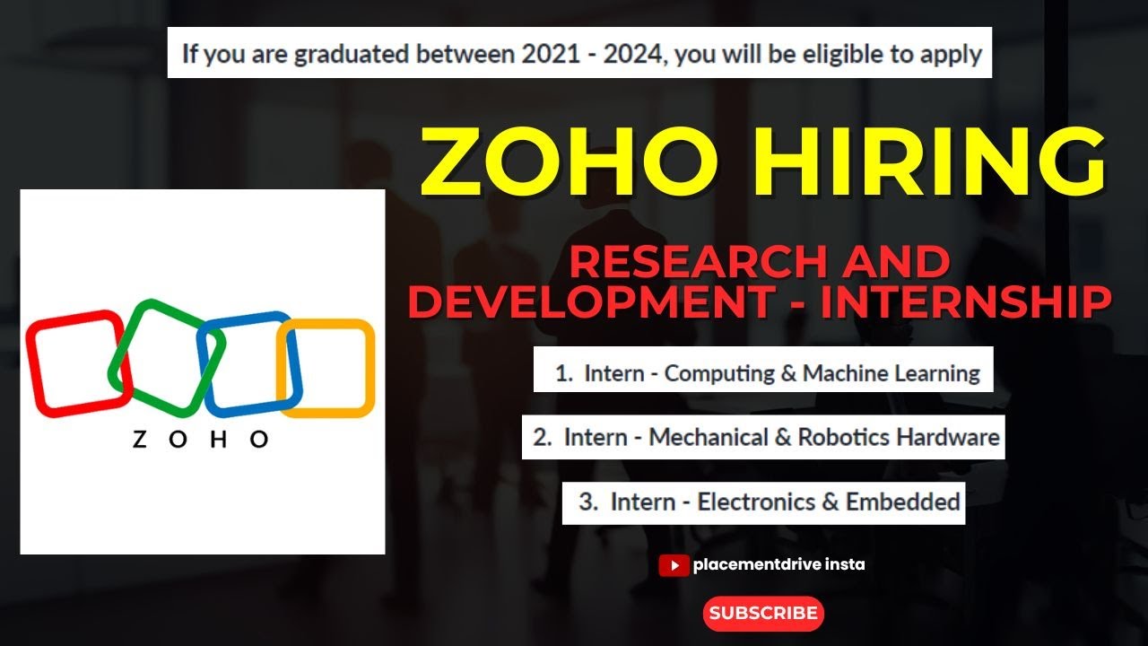 Research & Development Internship Opportunities at Zoho - Apply Now ...