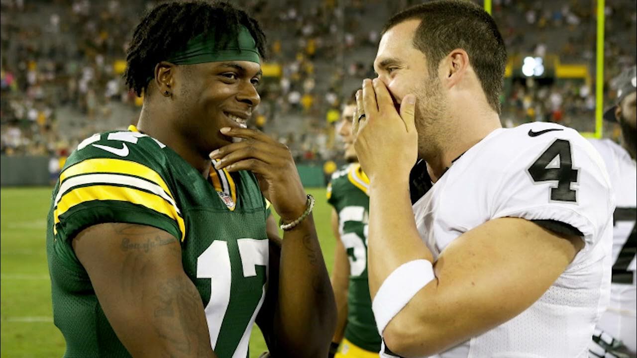 Raiders WR Davante Adams compares Derek Carr and Aaron Rodgers - 2022 - YouTube