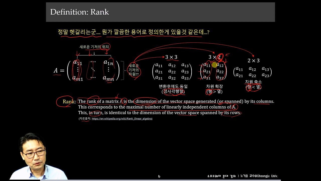[선형대수]_18. 행렬에서의 랭크(Rank in Matrix) - YouTube