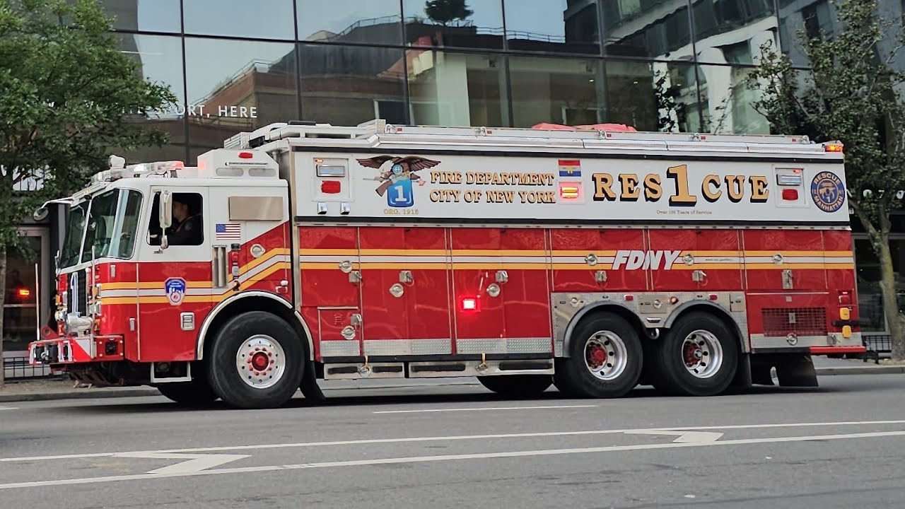 FDNY Rescue Company 1 Responding On 11th Ave In Midtown West, Manhattan ...
