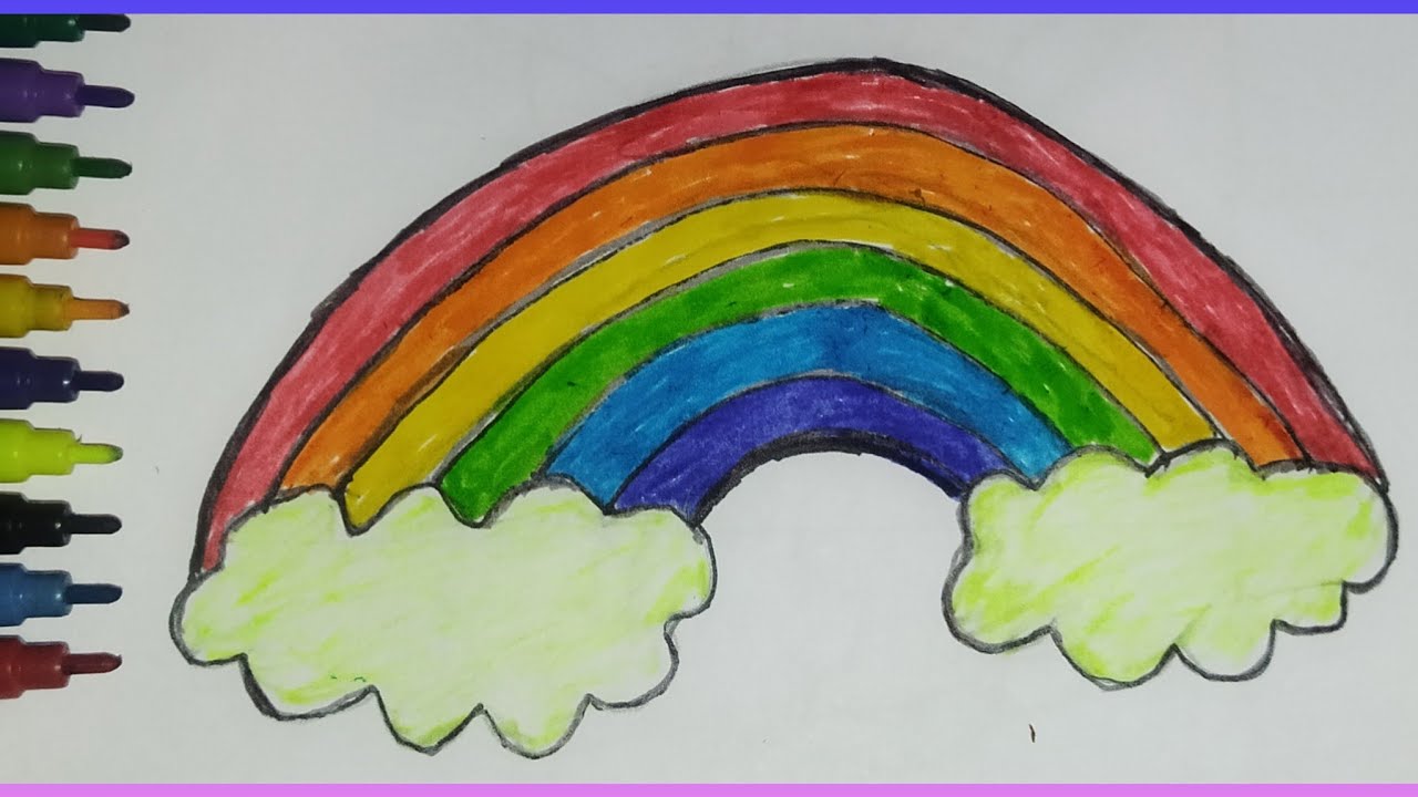 how to draw a rainbow 🌈 drawing and colouring rainbow🌈 drawing for kids ...