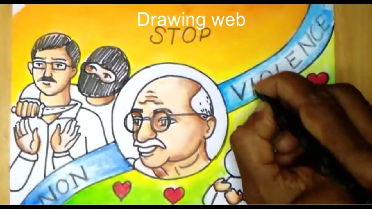 Non Violence day painting || Gandhi jayanti drawing#2ndoctober - YouTube