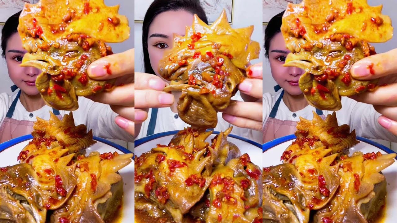 Mukbang | Spicy Food Mukbang | Spicy Chinese Braised Chicken Head ...