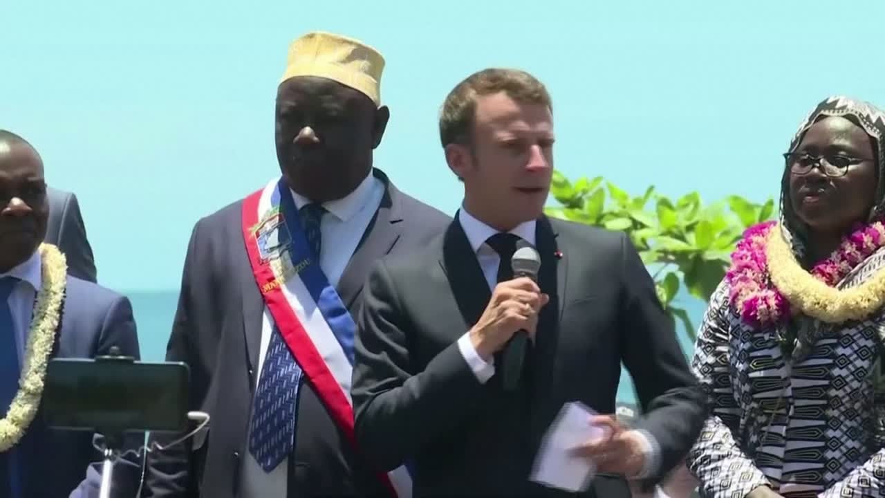 French President Emmanuel Macron visits island of Mayotte - YouTube