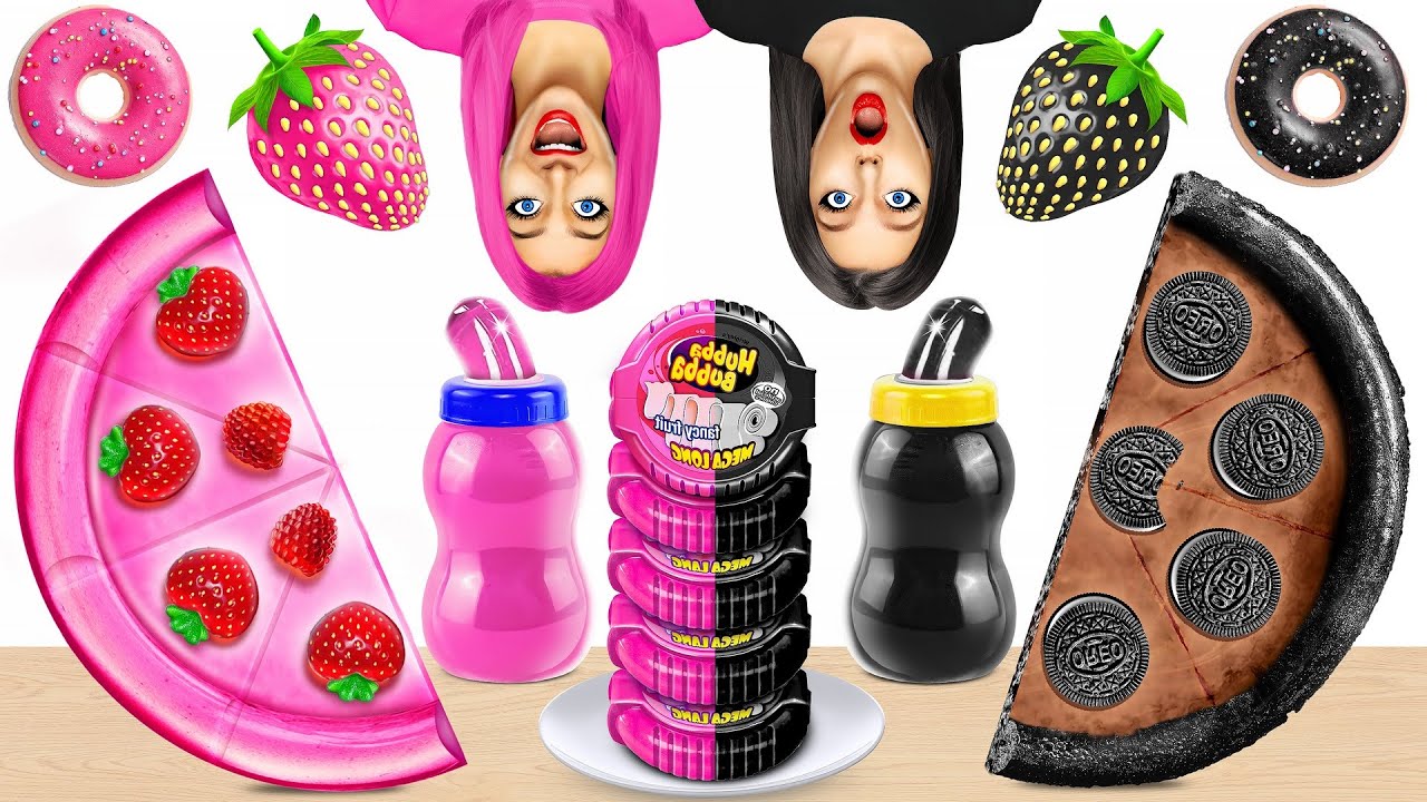 ब्लैक बनाम पिंक फूड का स्वाद | शरारत युद्ध Multi DO Food Challenge ...