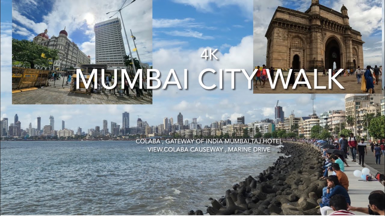 4K Mumbai Colaba virtual city walk |GATEWAY OF INDIA |TAJ HOTEL |COLABA ...