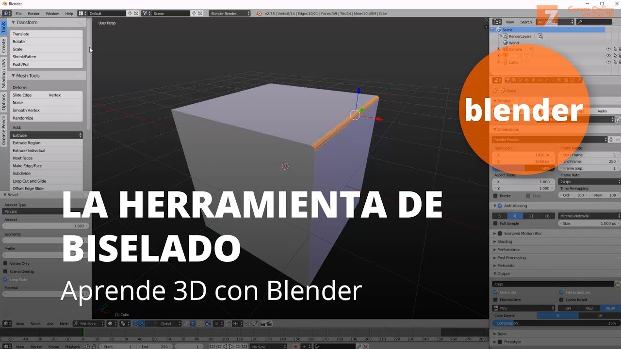 La herramienta de biselado en Blender - YouTube