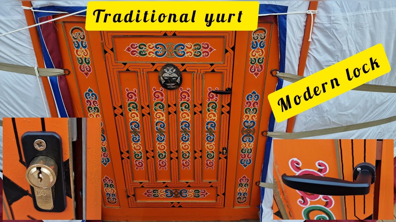 How to install a modern lock on a traditional Mongolian Yurt door - YouTube