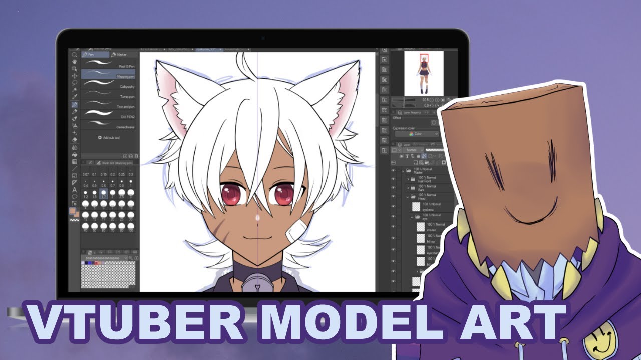 【Art Stream】Coloring a Vtuber Model, while avoiding drawing hands and ...