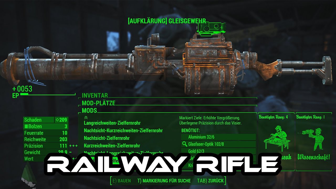 Fallout 4 - Railway Rifle - WHERE TO FIND & MAX CRAFTING & TEST - 4K ...