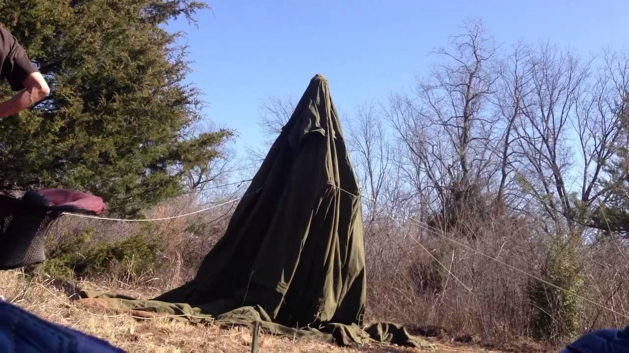 Wilderness Camp Army Tent Assembly (Time Lapse) - YouTube