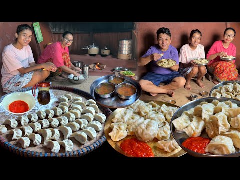 Aloo Momos Recipe || Village Style Aloo Momo Recipe with Vegetable Soup Making and Eating in Village